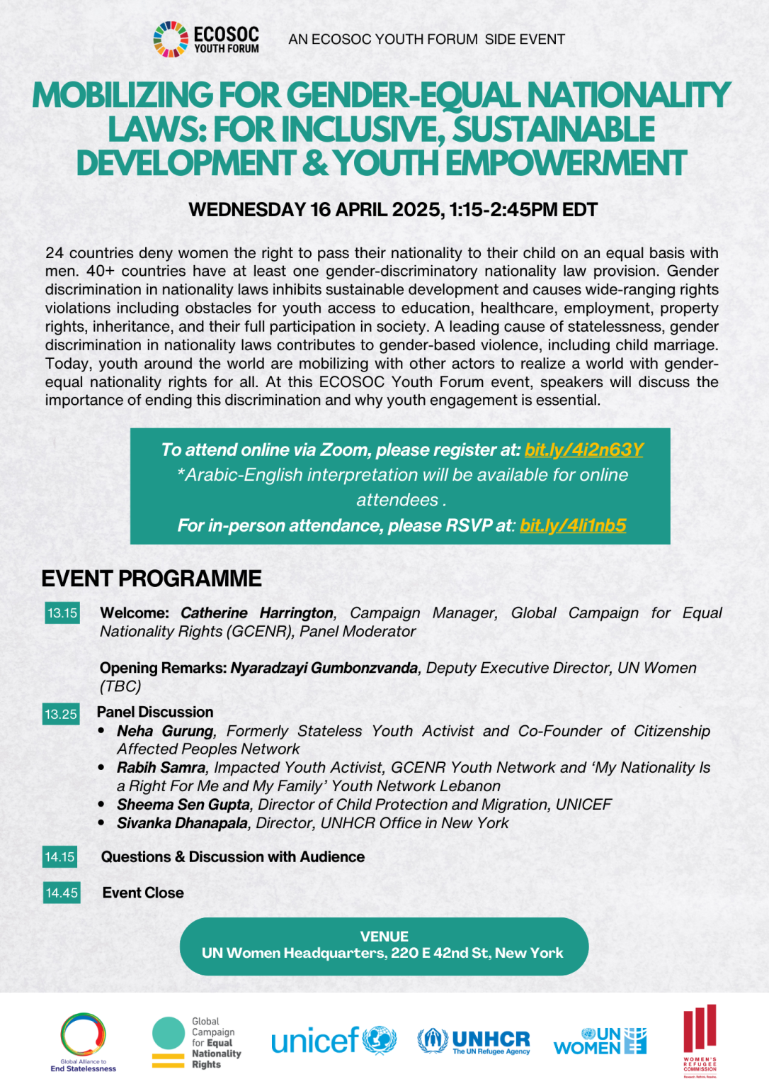 Upcoming Side Event at the 2025 ECOSOC Youth Forum - Global Alliance to ...